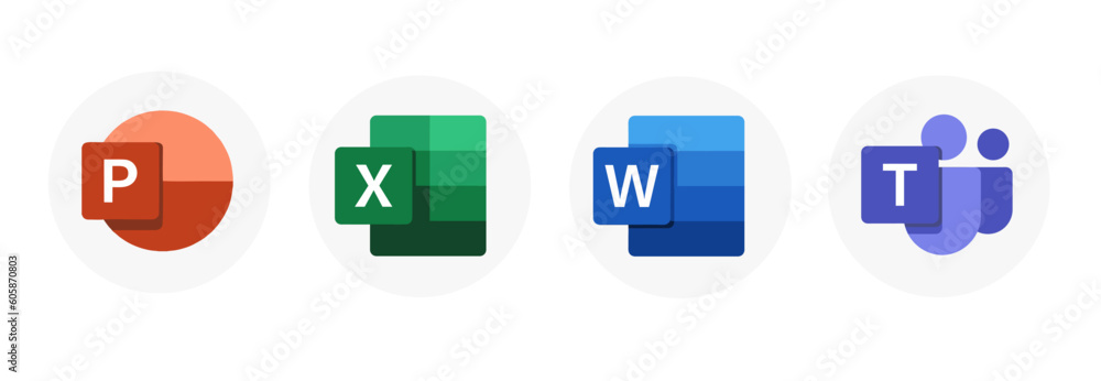 Microsoft logo icon transparent png set. ms teams word excel power ...