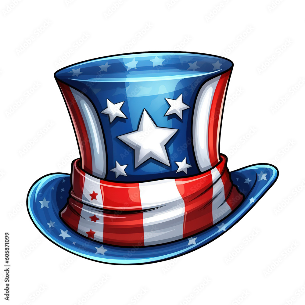 Uncle Sam hat with American flag, Happy 4th of July US Flag Png Clipart ...