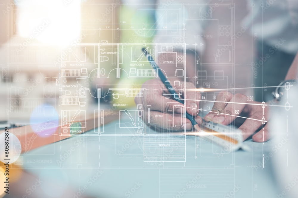 architecture, blueprint, measurement, calculate, project, engineer ...