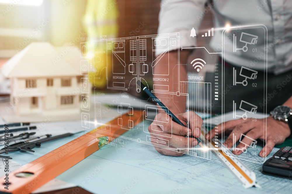 architecture, blueprint, measurement, calculate, building, engineer ...