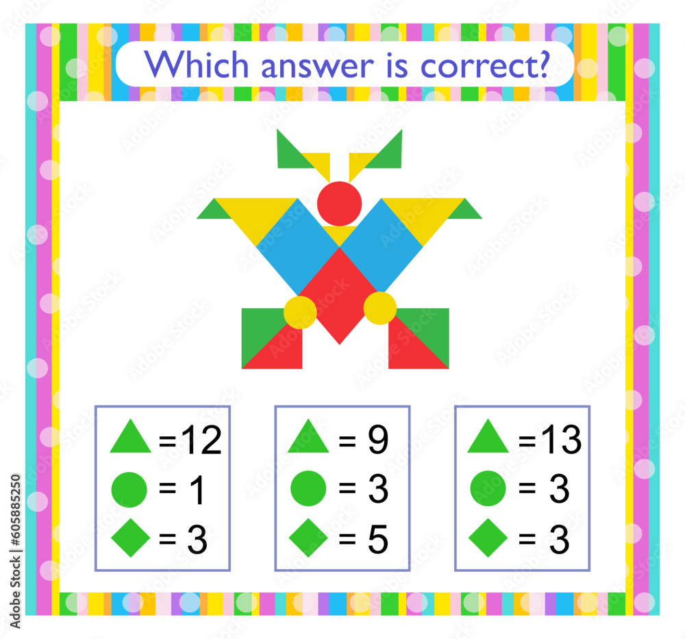 Math activity for kids. Need to find the correct answer. Preschool ...