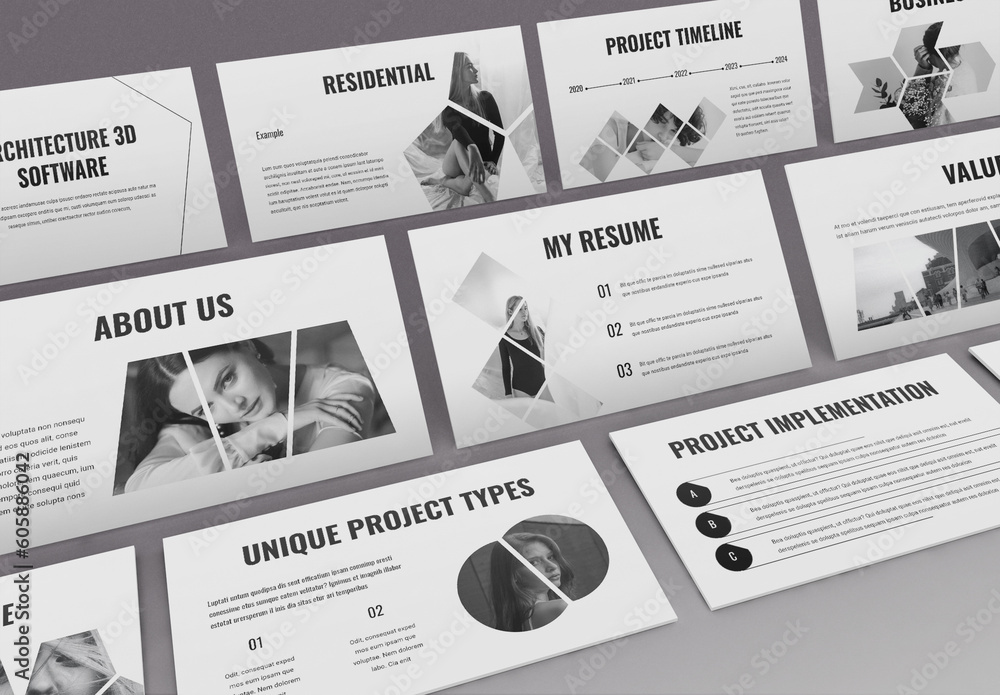 Black And White Minimal Presentation Layout Stock Template | Adobe Stock