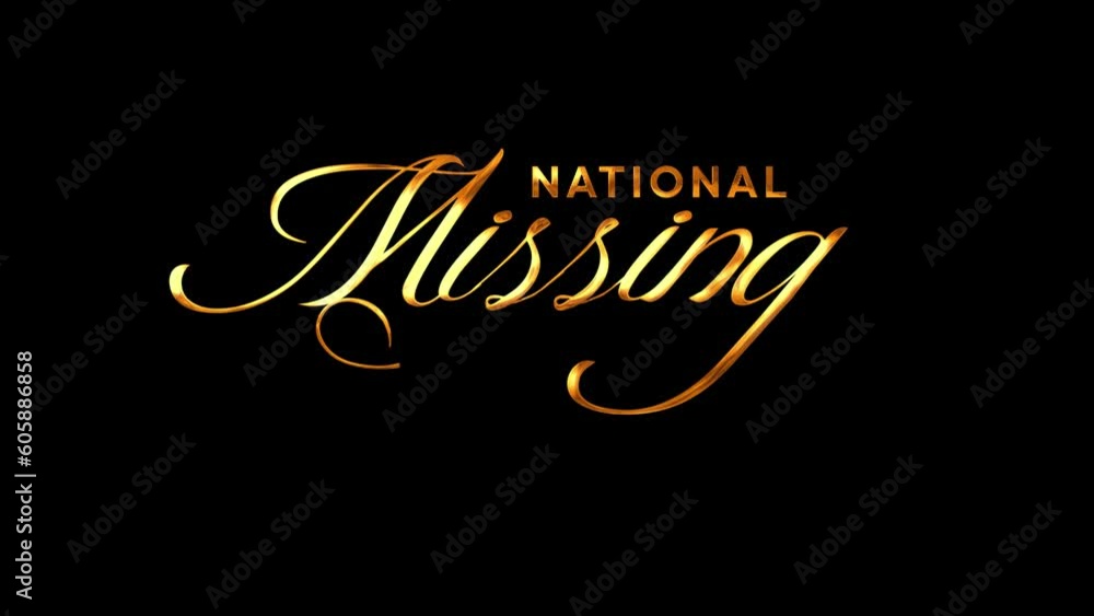 National Missing Childrens Day Animation with Handwritten Golden Text ...