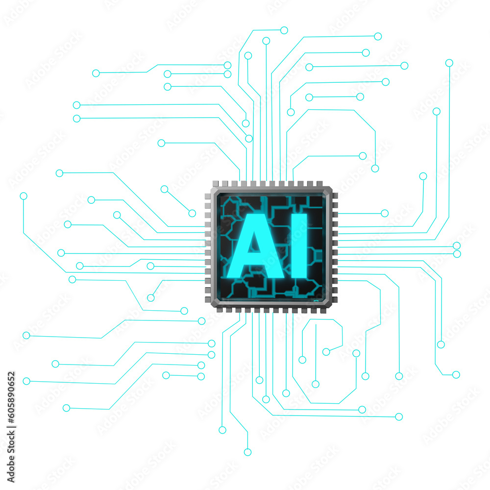 Artificial Intelligence circuit computer processor chip on a circuit ...