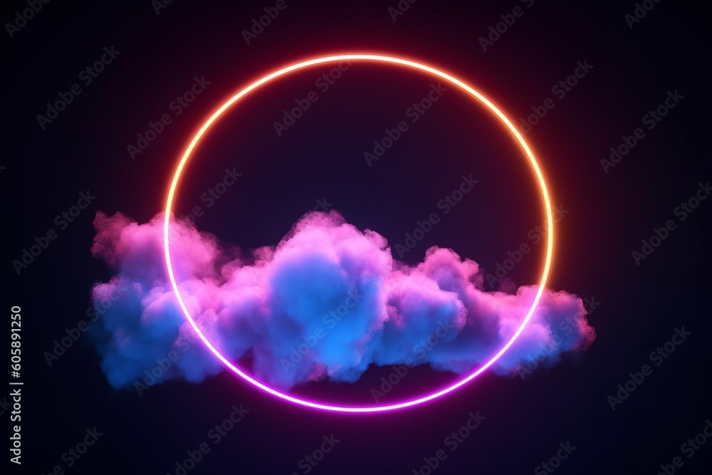 Abstract Cloud Illuminated with Neon Light Ring: A Mesmerizing Display ...