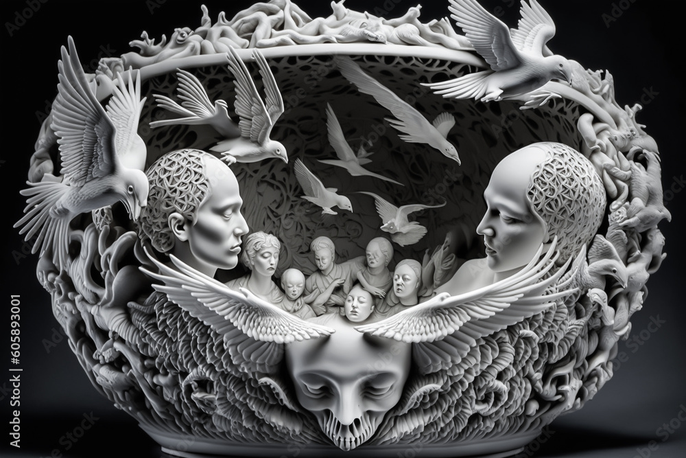 Nightmarish depiction of hell art in ominous dark fantasy mood ...