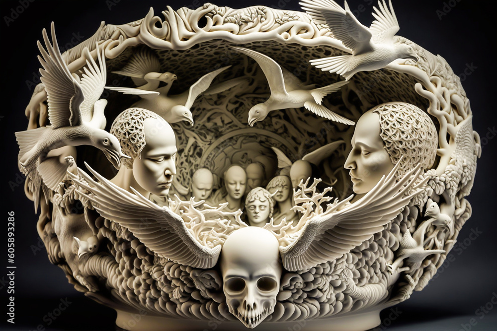 Nightmarish depiction of hell art in ominous dark fantasy mood ...