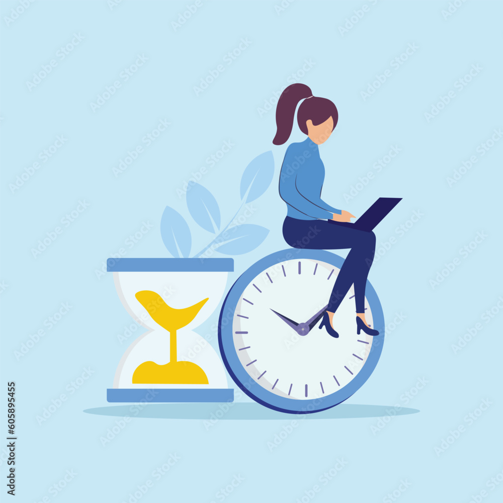 Time management banner with character and text place. Can use for web ...