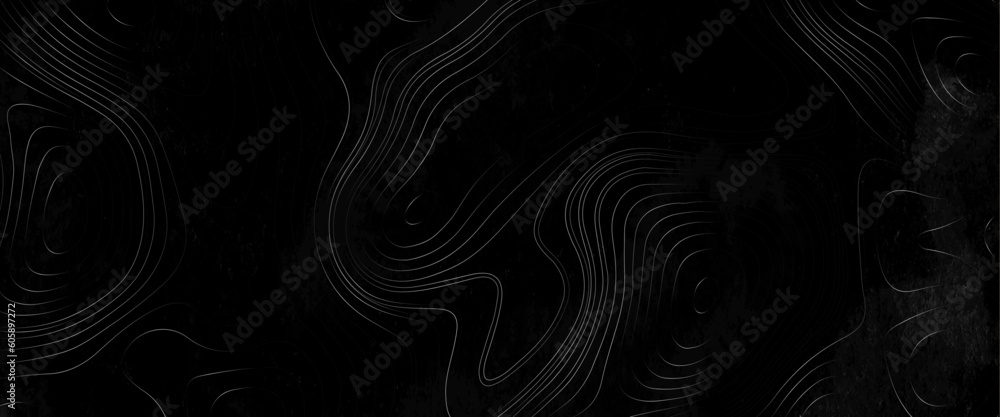 Black topographical contour line map background, topographic map ...