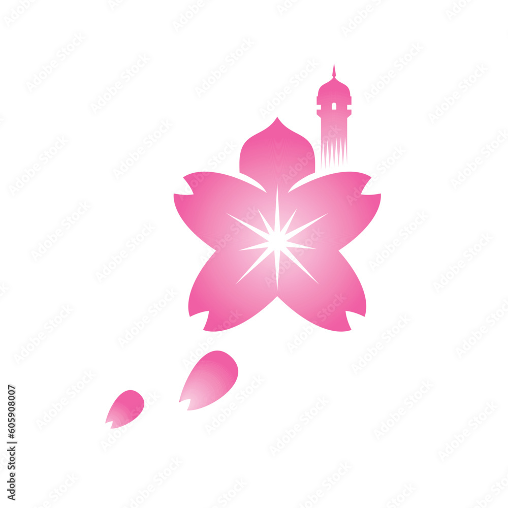Logo for Muslim Community in Japan. Logo is combination of cherry ...