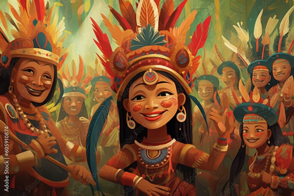 National Day, Gawai Dayak, Serawak. Cartoon Illustration. Generative AI ...