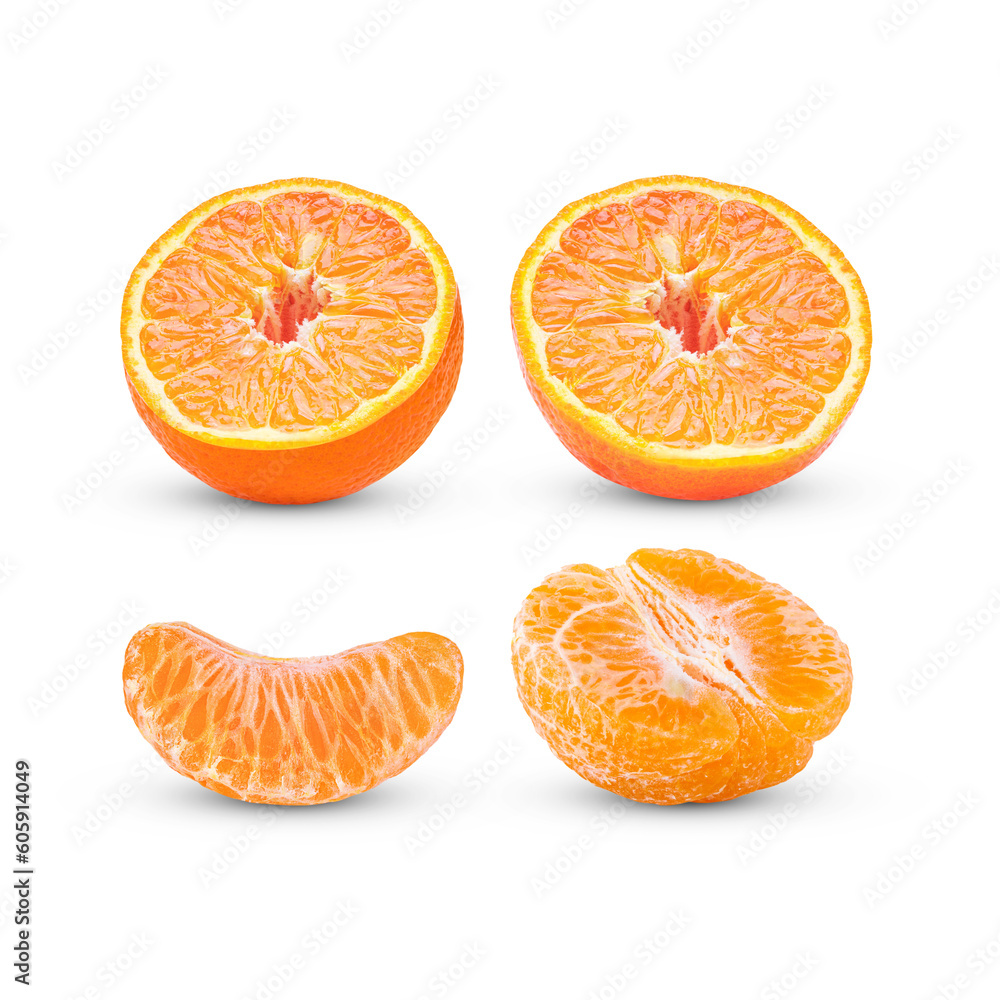 Orange and Mandarin citrus fruit isolated on white or transparent ...