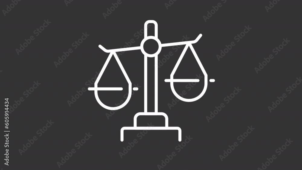 Balance scale white icon animation. Animated line measuring instrument ...