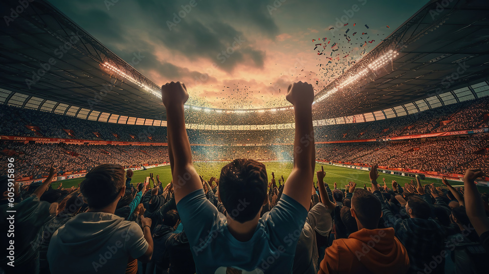 fans are cheering in a soccer stadium. Generative Ai ilustração do ...