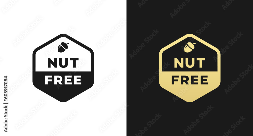 Nut free label or Nut free icon vector isolated in flat style. Best Nut ...