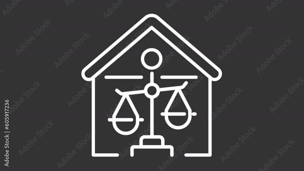 Property protection icon animation. Animated white line house with ...