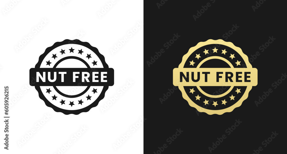 Nut free label or Nut free stamp vector isolated in flat style. Best ...