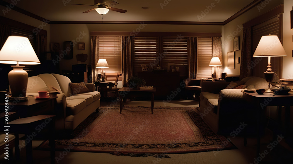 American style rooms in the 1990s era, an undercover living room with ...