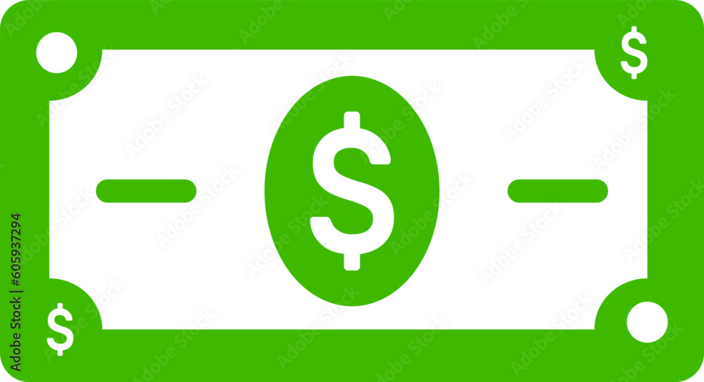 Money ClipArt. Green Dollar Bill, For Finance Icon Stock Vector | Adobe ...