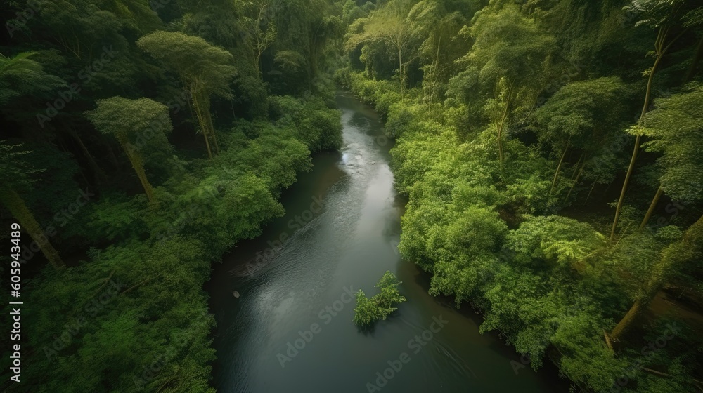 Witness the captivating drone footage of a winding river as it ...