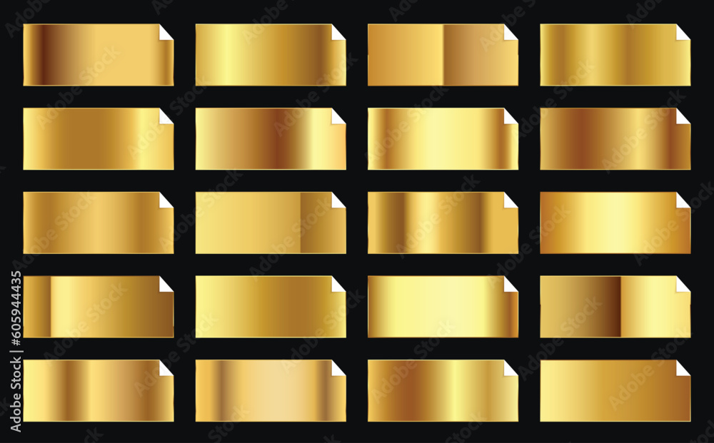 Set of gold realistic metal texture seamless gradient square vector ...