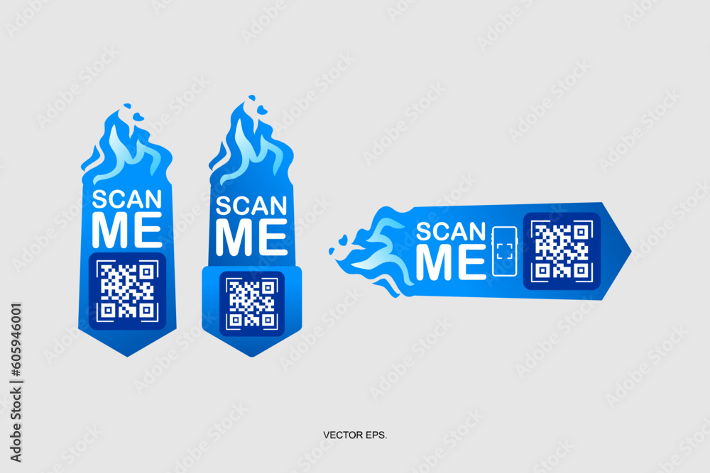 Qr Code Scan For Smartphone Scan Me Icon Qr Code Frame Vector Set Template Scan Me Qr Code