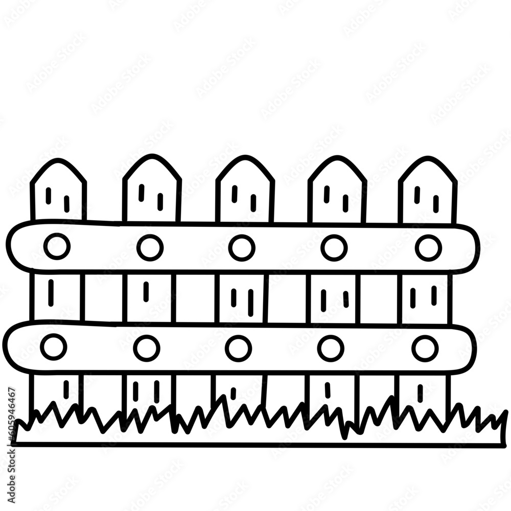 Fence vector illustration draw in hand drawn line design suitable for ...