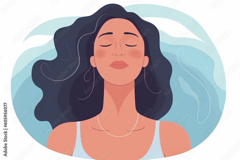 Generative AI. Woman makes Breathing exercise. Recovery Respiratory ...