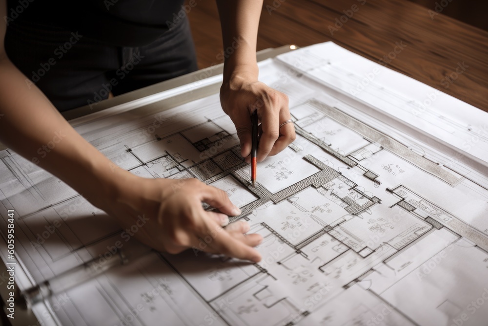 person, designing dream home, with floor plan and 3d rendering of the ...