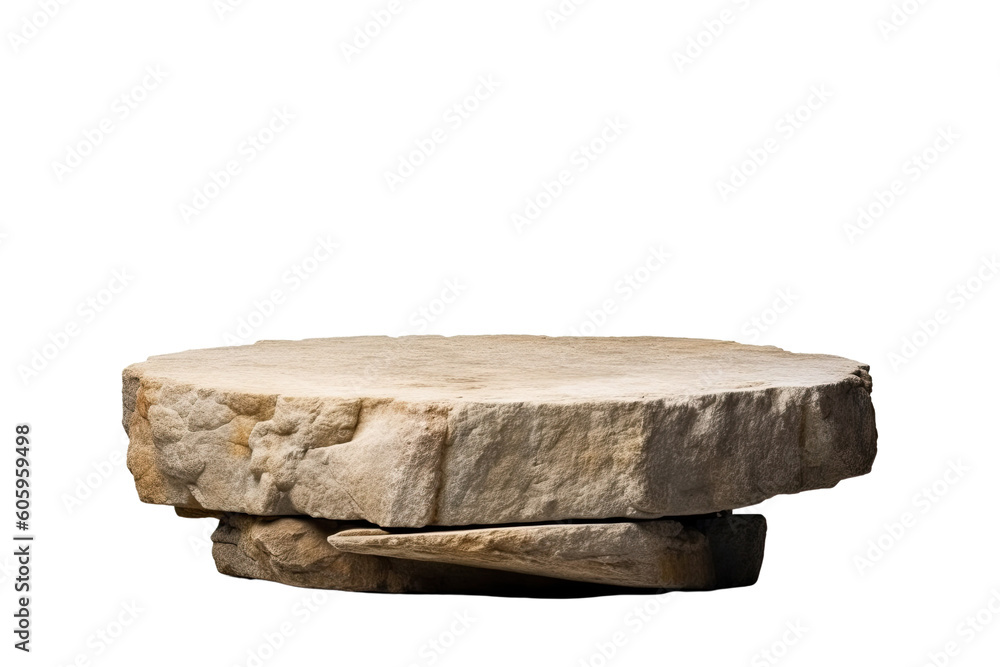 Stone round podium rock , transparent background, PNG ,Generative AI ...