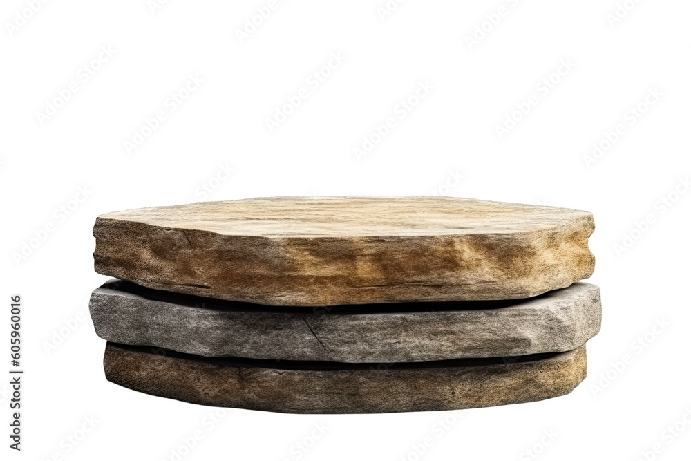 Stone round podium rock , transparent background, PNG ,Generative AI ...