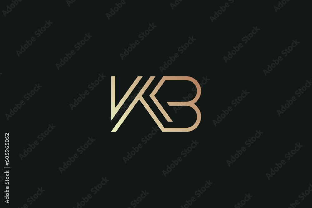 kb modern line style golden wordmark logo design typography ...