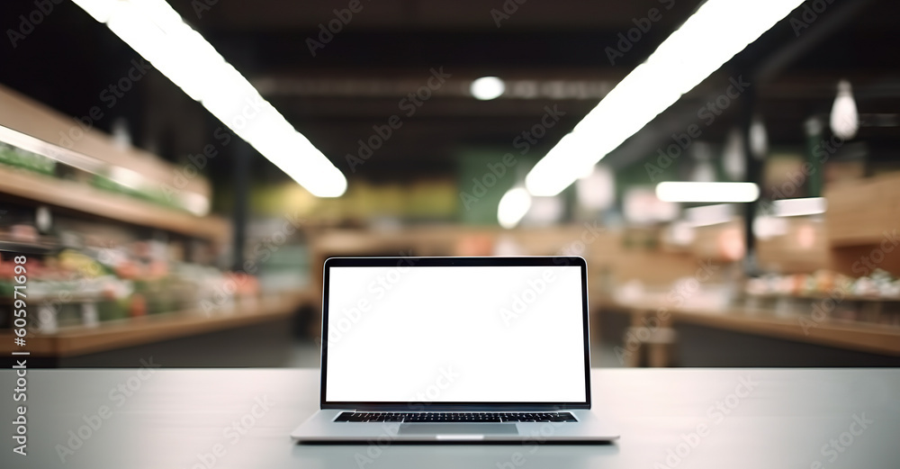 Laptop computer mock-up with cut out screen on background of ...
