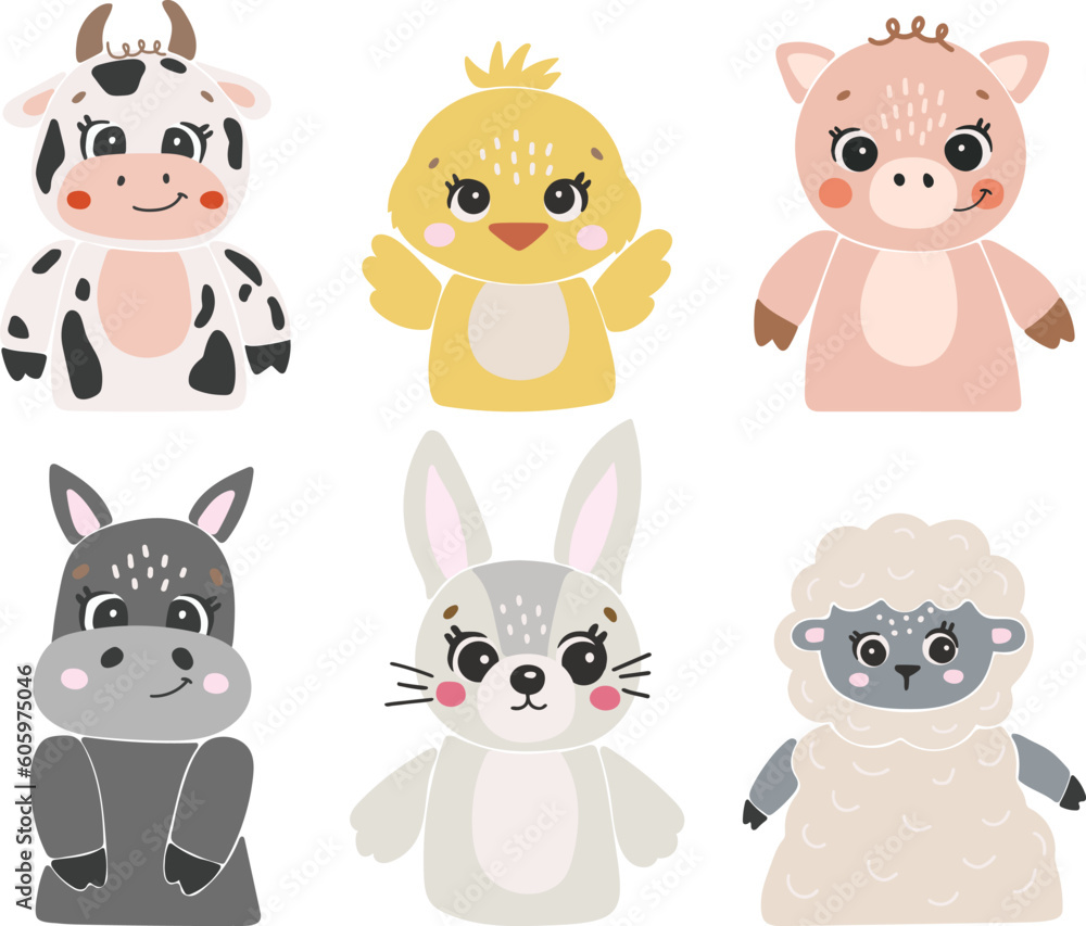 Farm animals isolted vector, Cute Animals collection, Farm Clipart ...