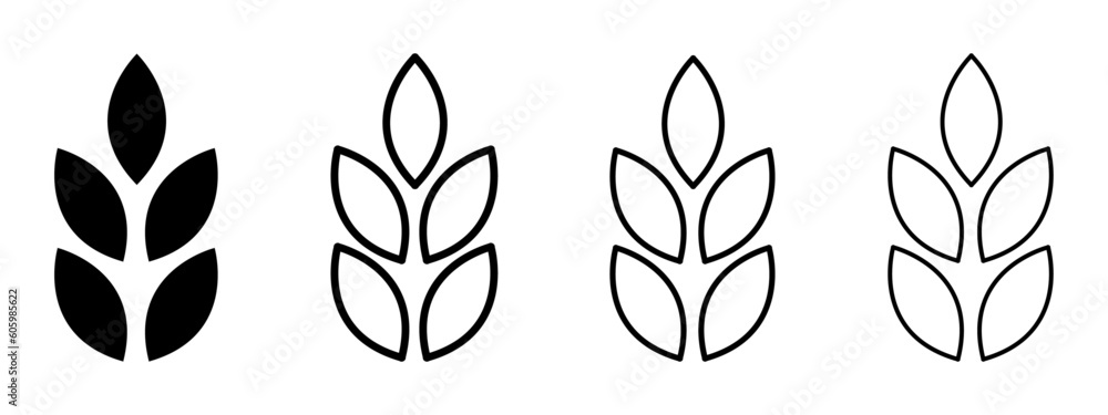 Wheat symbol vector icons. Line and solid wheat icons set Stock Vector ...