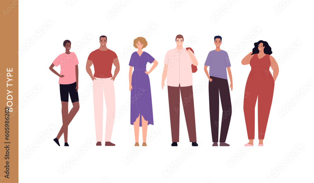 Diversity and inclusion concept. Vector flat character illustration set. Multi ethnic, different ...