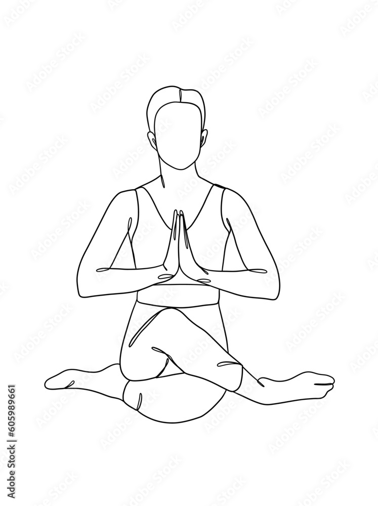 Vetor de Continuous one line drawing of yoga woman poses. Vector ...