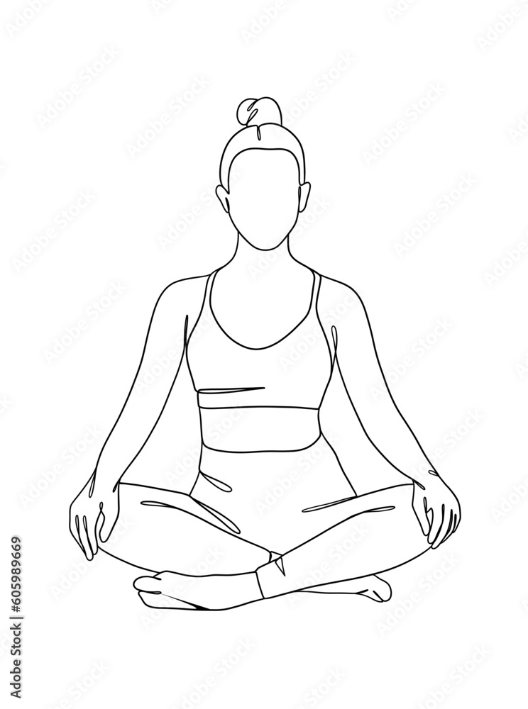 Continuous one line drawing of yoga woman poses. Vector illustration ...