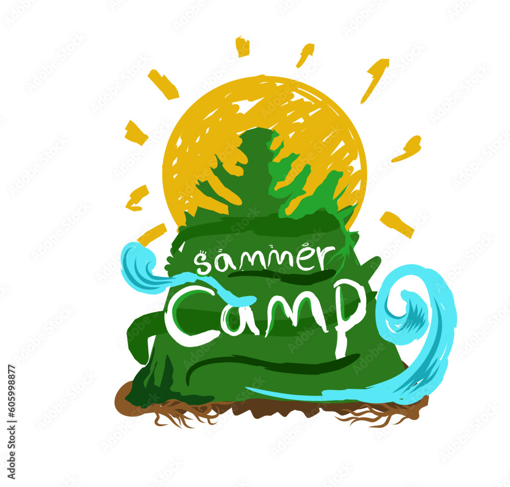 Summer Camp vector design template. Kids summer camp vector logo design ...