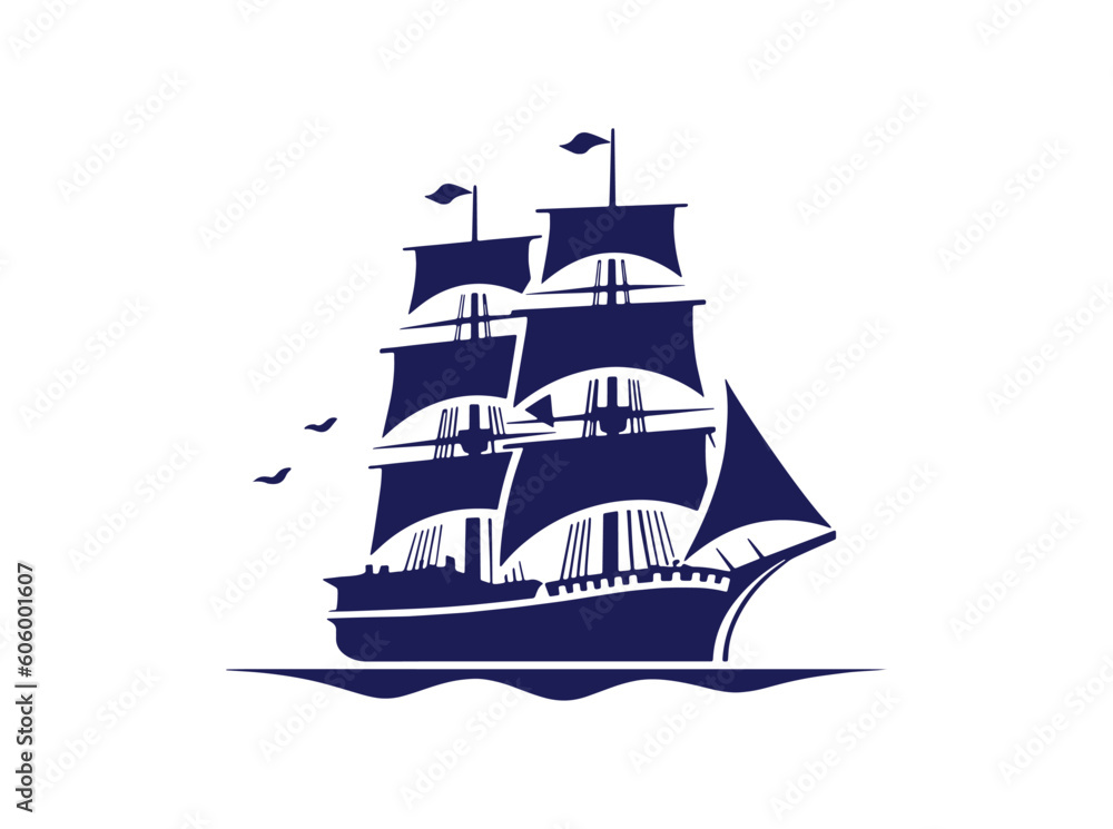 Old Ship Vector illustration. Pirates. Sailing vessel. Historical ...