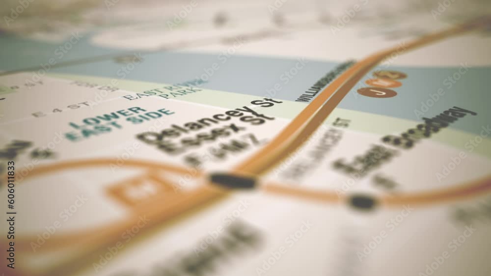 Flight Over Subway Map Background/ 4k animation of a vintage background ...