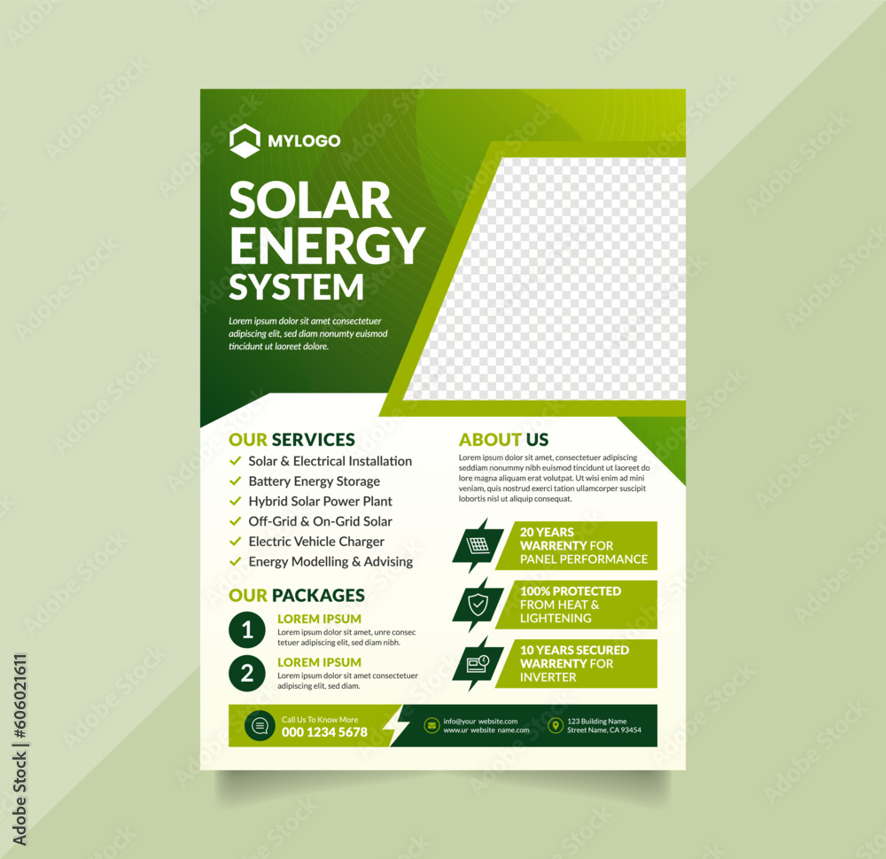 Solar Energy Company Flyer Template. Poster & Leaflet Design for Solar ...