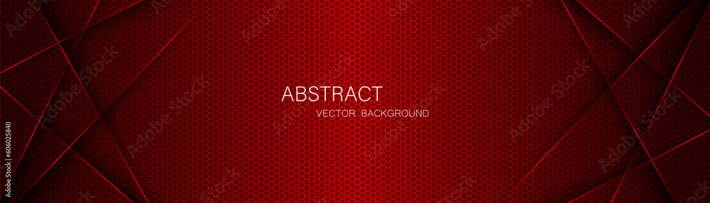 Vetor de Abstract red steel mesh background with red glowing lines with ...