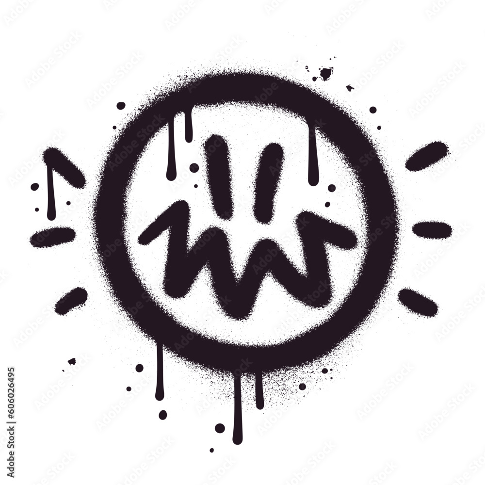 Scared face emoticon urban graffiti style outline icon. Street art ...