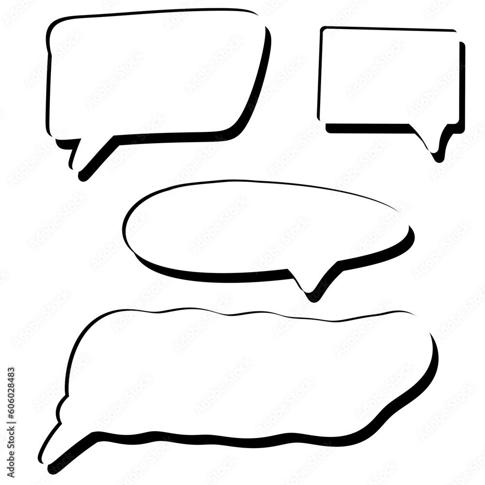 Set of speak bubble text, chatting box, message box outline cartoon ...