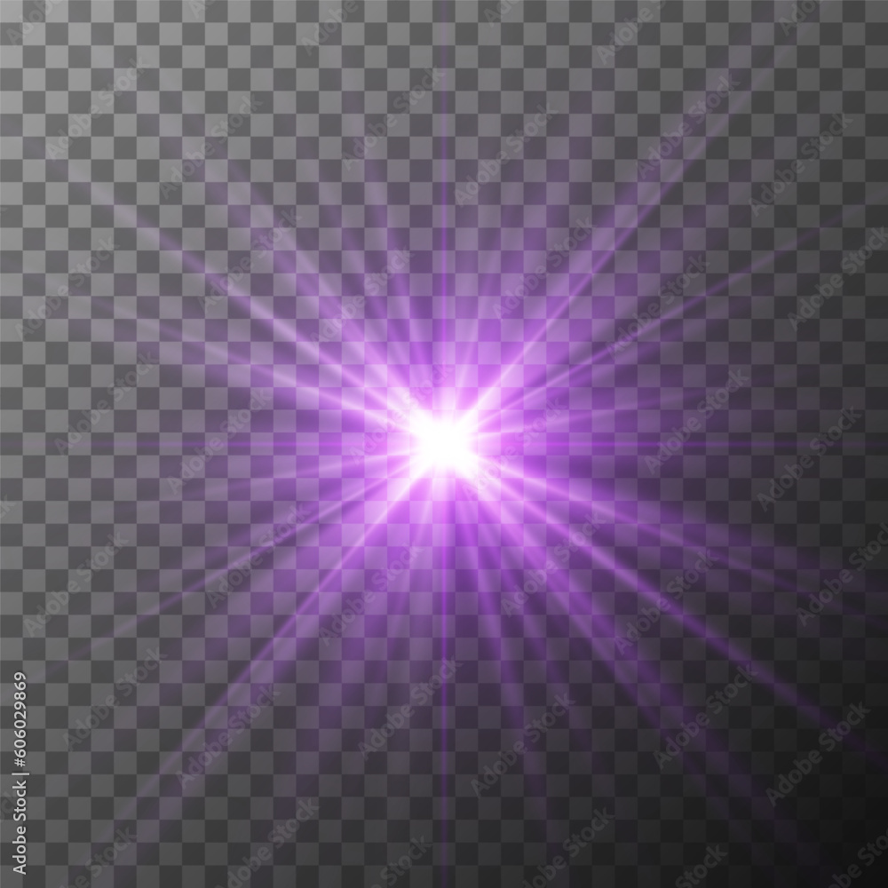 Realistic purple star lighting isolated on transparent background. Glow ...
