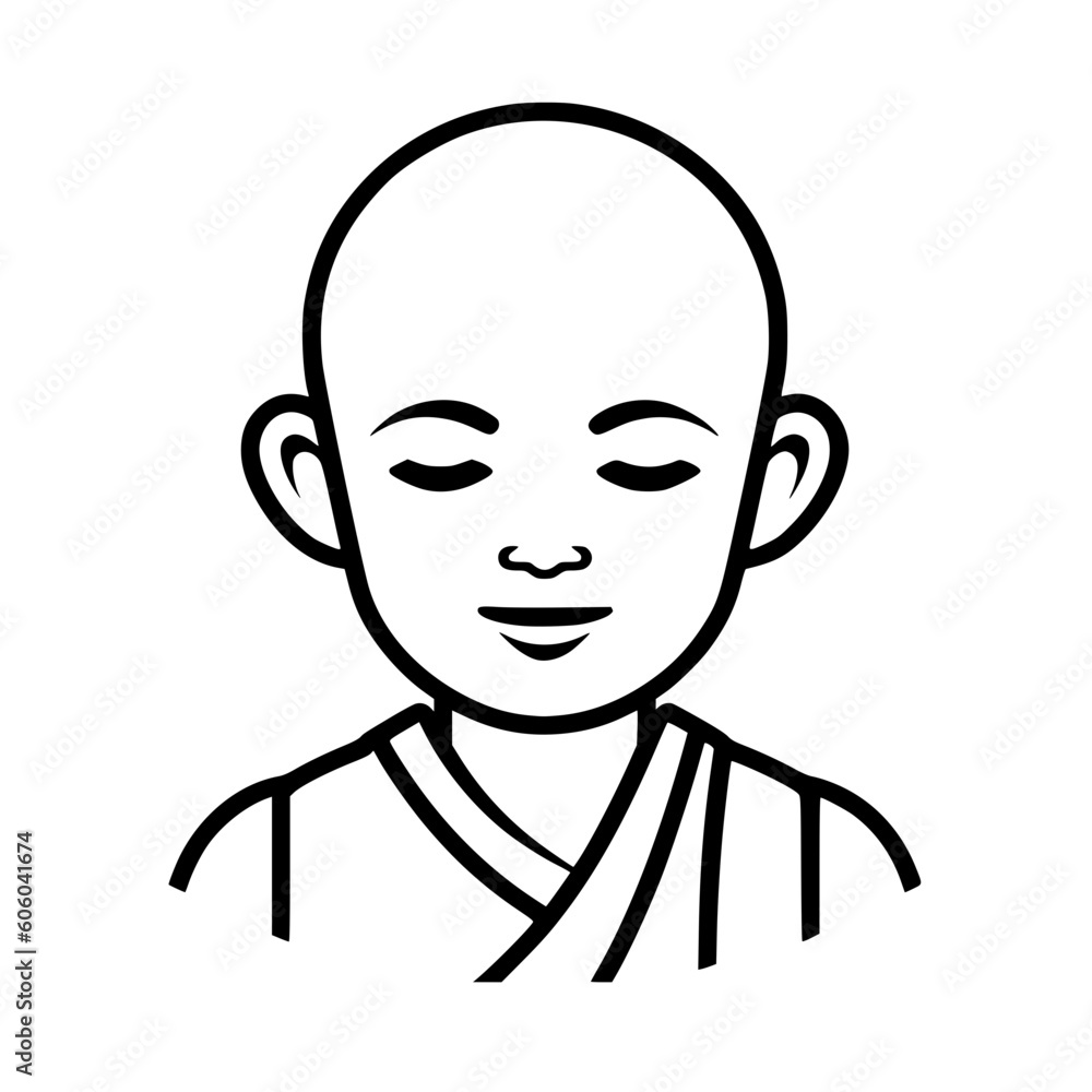Little Buddhist monk vector illustration isolated on transparent ...