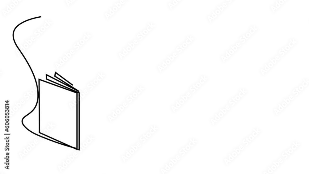 Continuously one line draws an open book with flying pages. educational ...