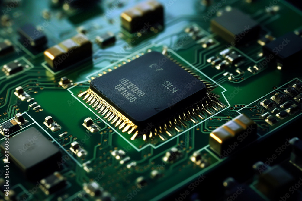 Generative AI image of a processor unit with main chip control board ...