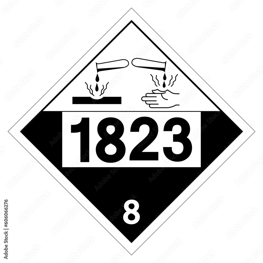 UN1823 Class 8 Sodium Hydroxide Symbol Sign, Vector Illustration ...